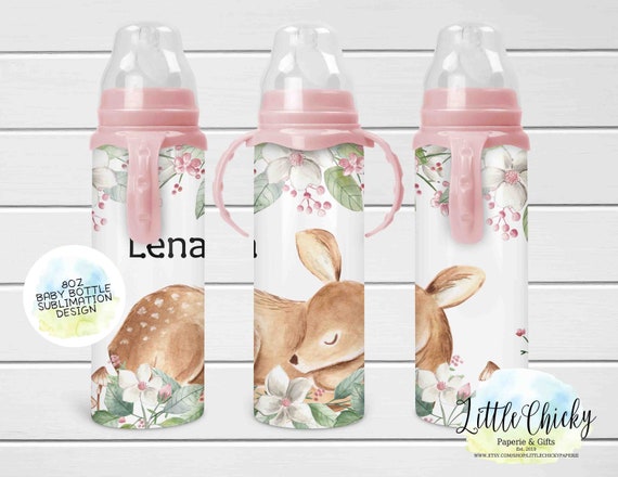 8oz Baby Bottle Sublimation Design Watercolor Deer Baby - Etsy