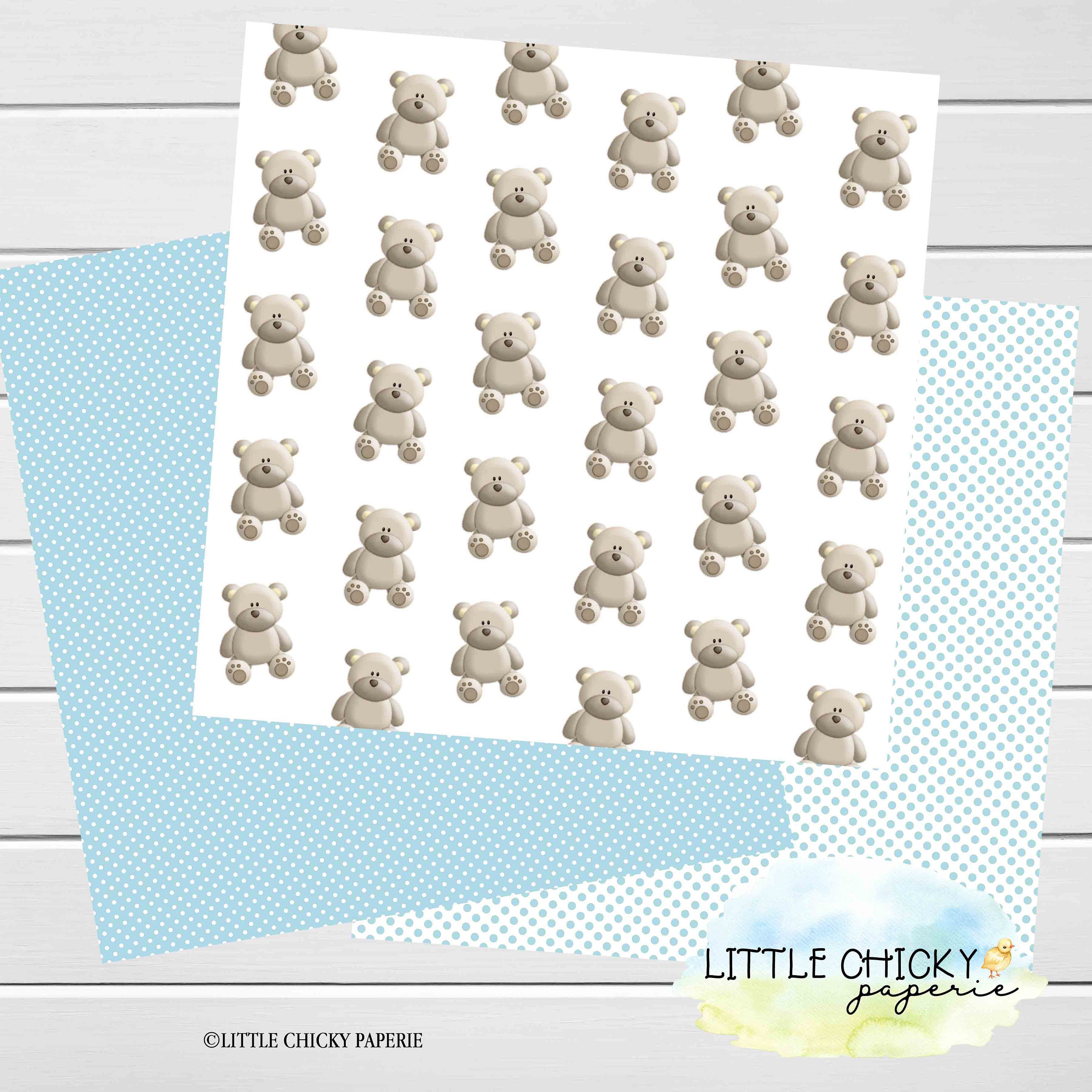 Teddy Bear Digital Paper Set Blue Teddy Bear Digital Paper | Etsy