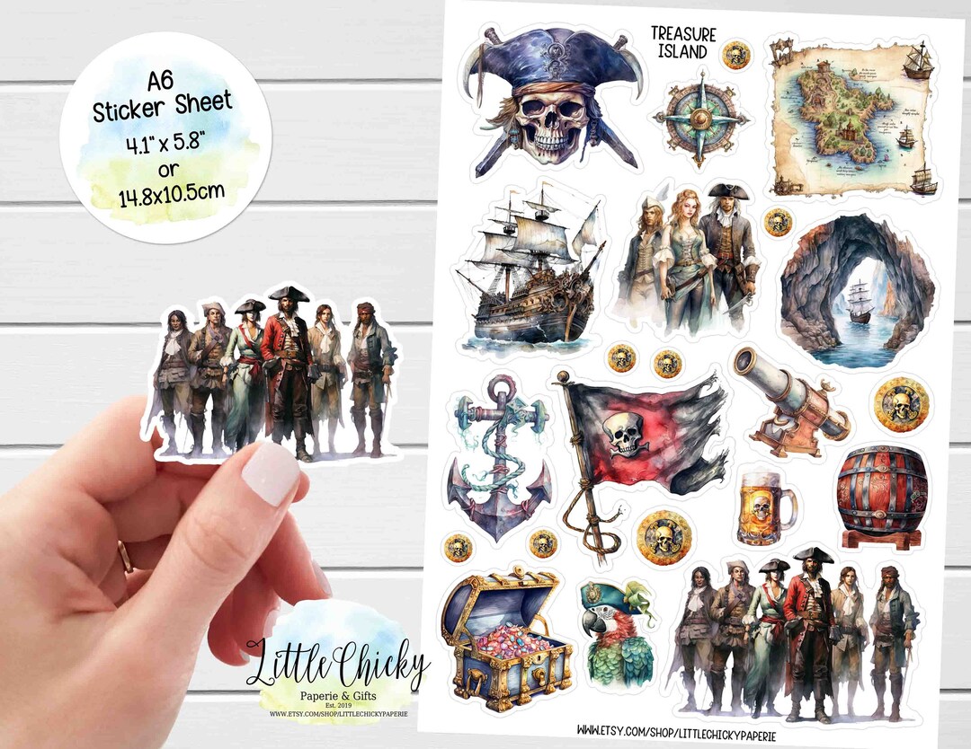 Sticker Sheet - Treasure Island Planner Stickers, Pirate Stickers ...