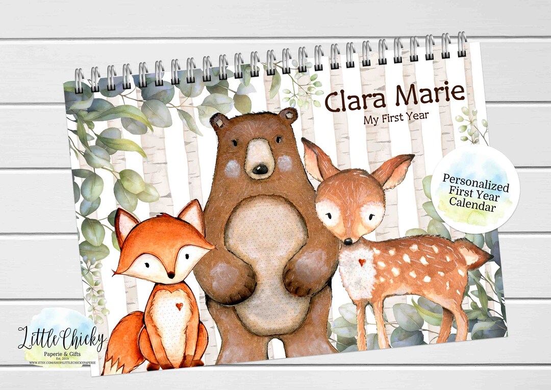 Woodland Animals First Year Calendar, Baby's First Year Calendar ...