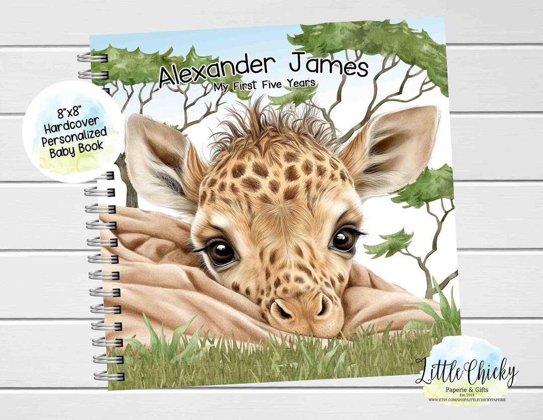 Baby Giraffe Baby Keepsake Journal, Personalized Baby Giraffe Baby Book ...