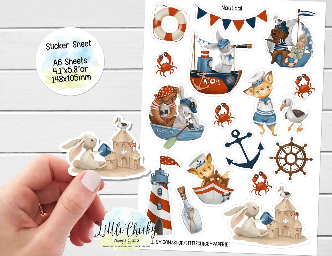 Sticker Sheet - Watercolor Nautical Stickers, Planner Stickers ...