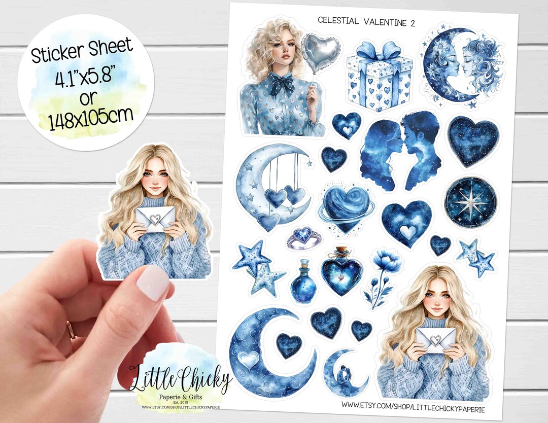 Sticker Sheet -celestial Valentine 2 Stickers, Planner Stickers ...