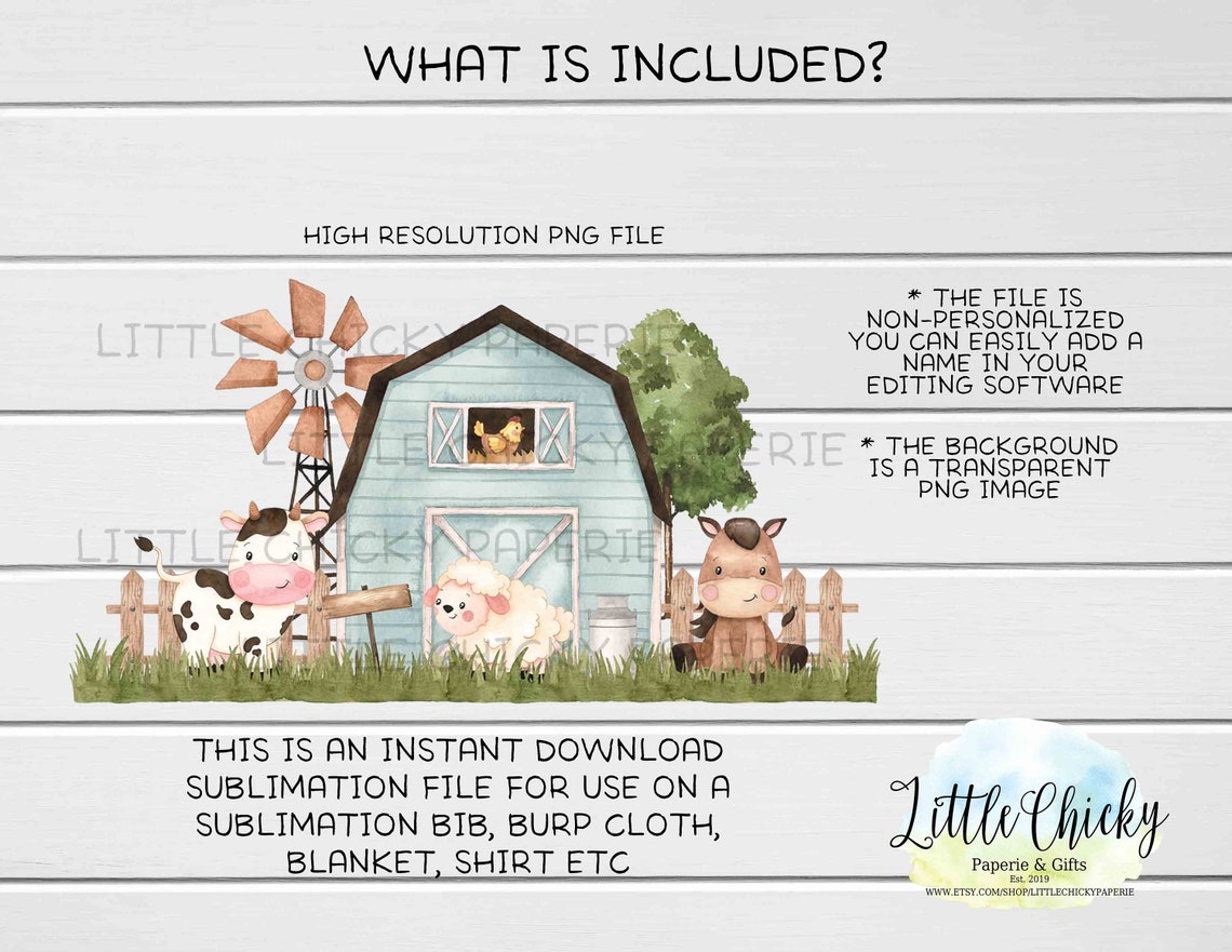 Blue Farm Animals Sublimation Design Blue Farm Animals Baby - Etsy