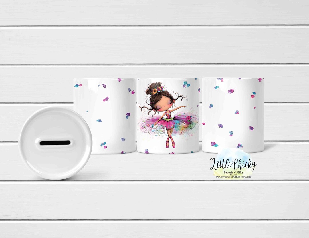 Money Box - Ballerina Money Box, Coin Bank Full Wrap Sublimation Design ...