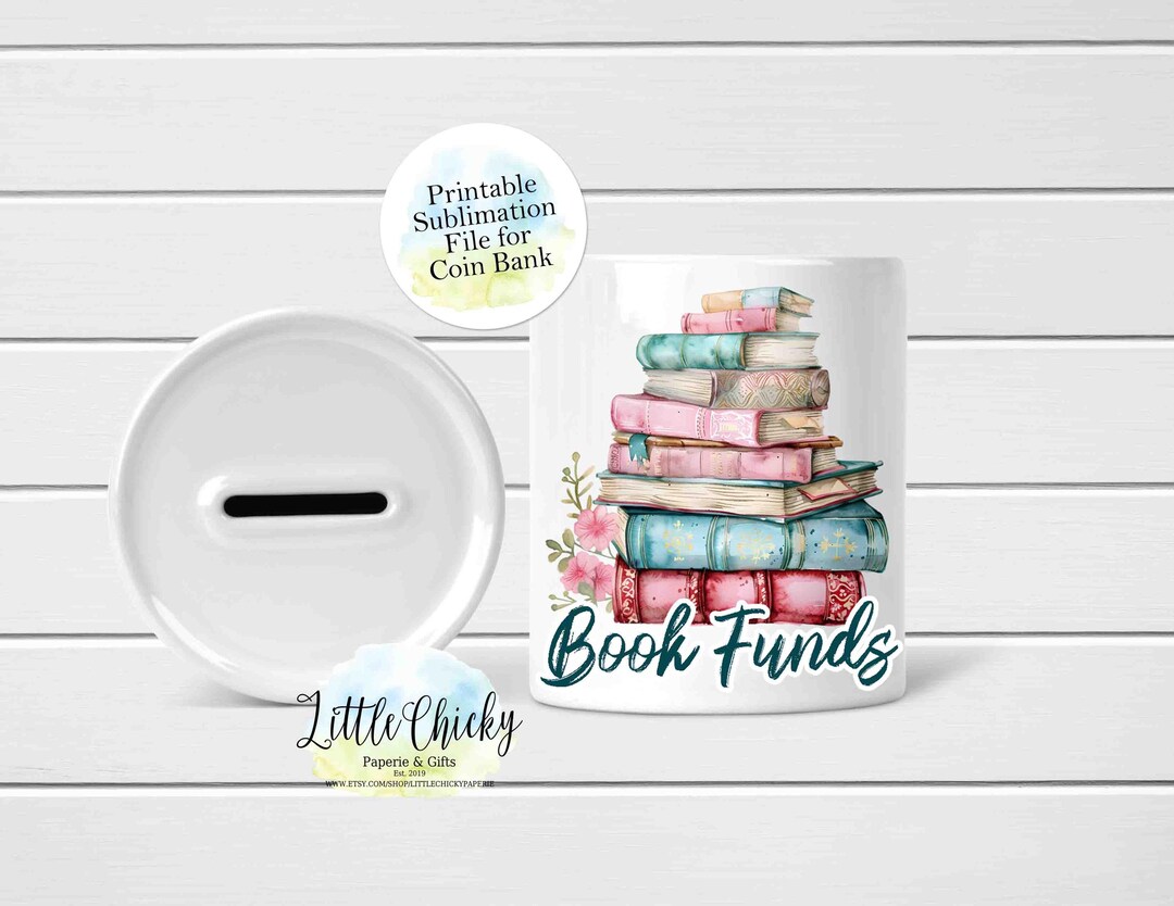 Money Box - Book Funds Money Box, Coin Bank Full Wrap Sublimation ...