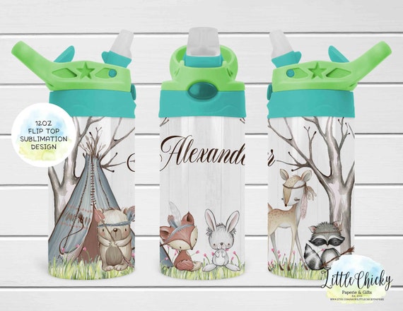 Woodland Animals 12oz Kids Flip Top Sippy Cup Sublimation - Etsy