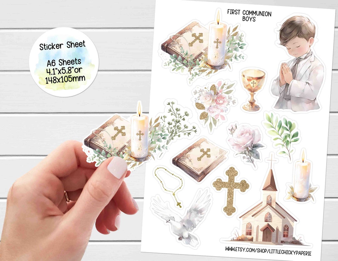 Sticker Sheet - First Communion Stickers, Boys, Planner Stickers ...