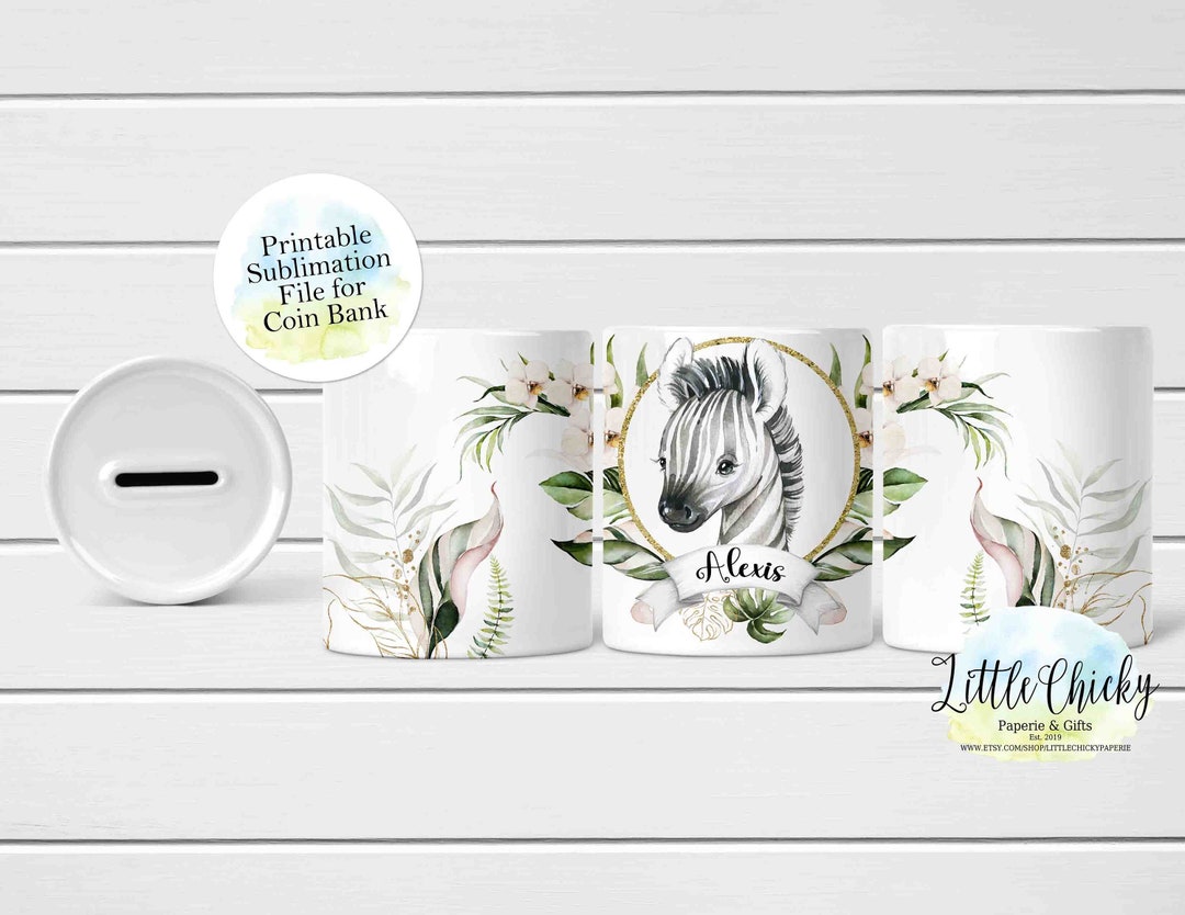 Zebra Money Box, Coin Bank Full Wrap Sublimation Design, Instant ...