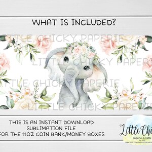 Pink Elephant Money Box, Coin Bank Full Wrap Sublimation Design ...
