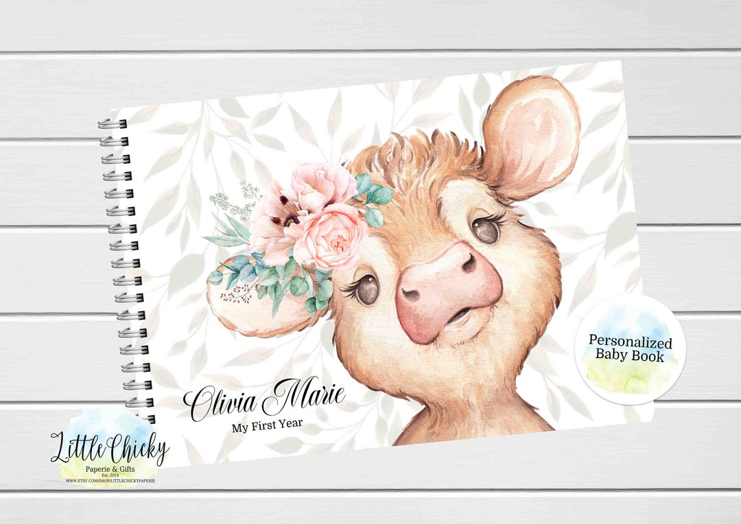 Cow Baby Keepsake Journal, Pink Cow Baby Book, Milestone Stickers ...