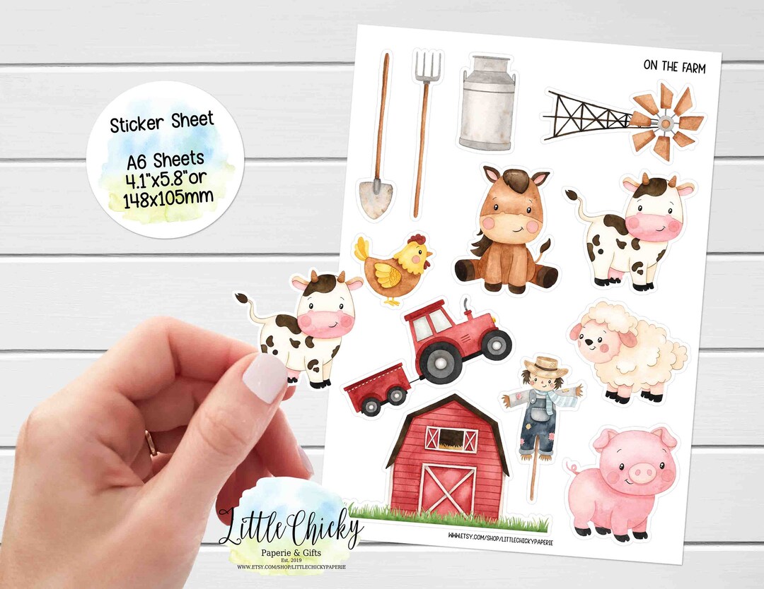 Sticker Sheet - on the Farm Stickers, Planner Stickers, Scrapbook ...