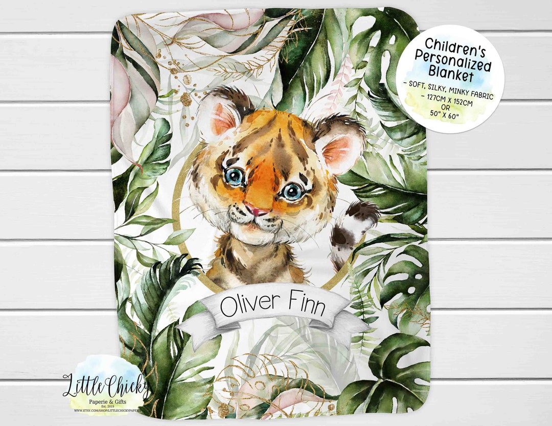 Personalized Tiger, Baby Tiger Soft Minky Baby Blanket, Baby Shower ...