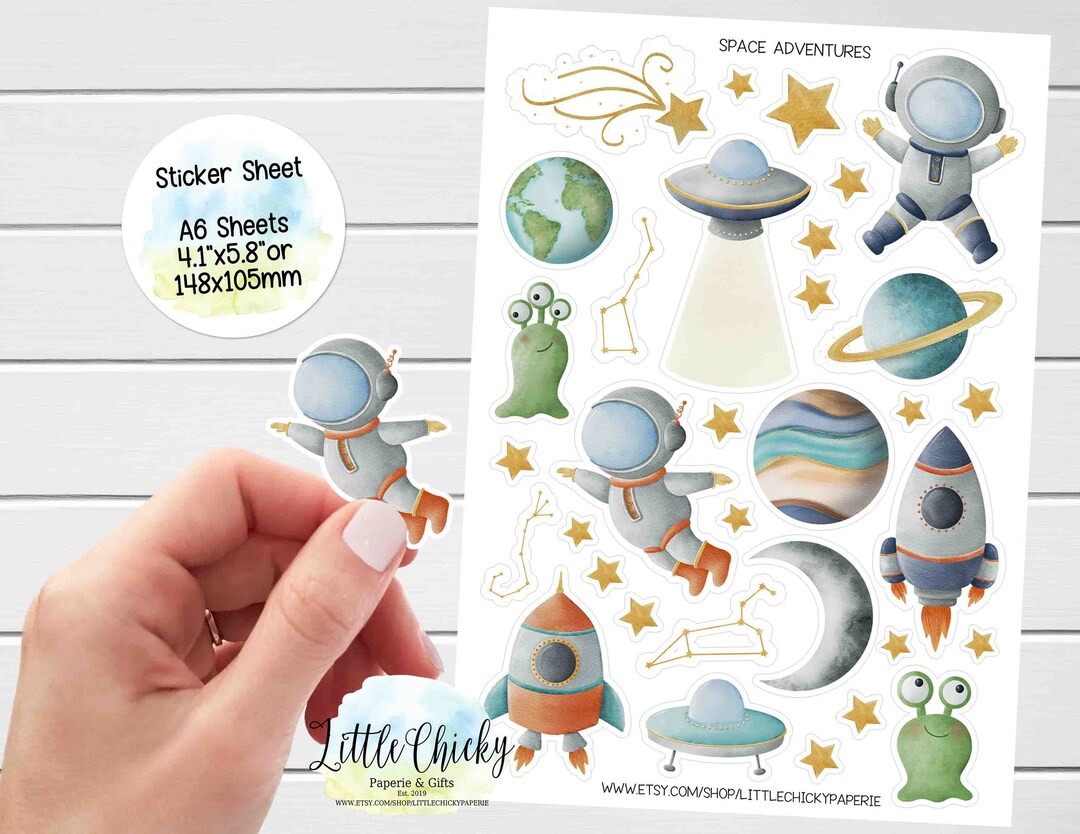 Sticker Sheet - Space Adventures Stickers, Planner Stickers, Scrapbook ...