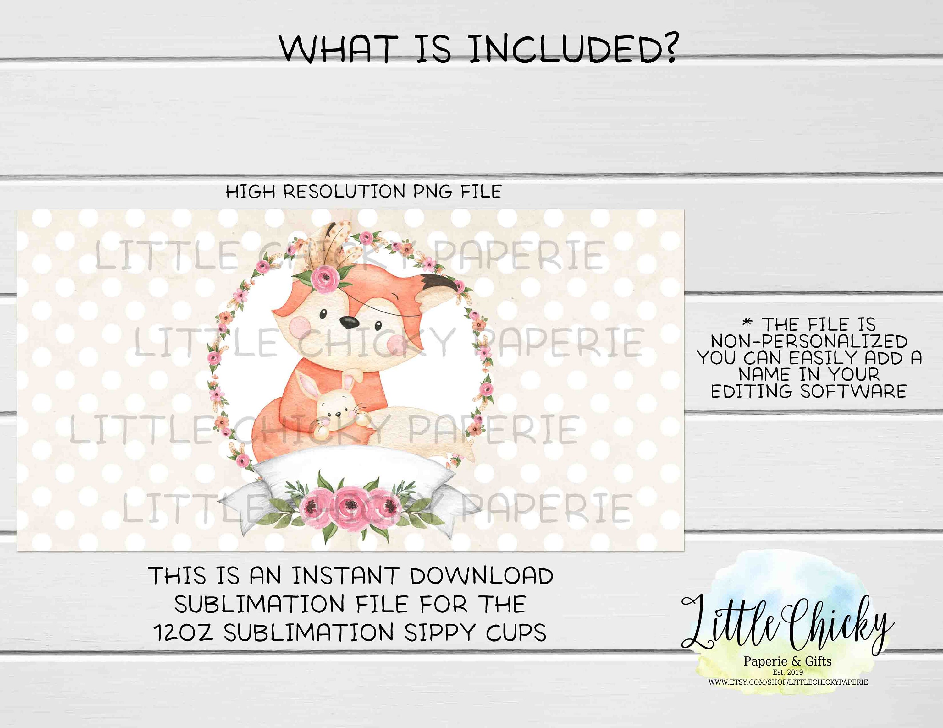 12oz Straight Sublimation Sippy Cup Wrap Floral Fox Baby Fox | Etsy