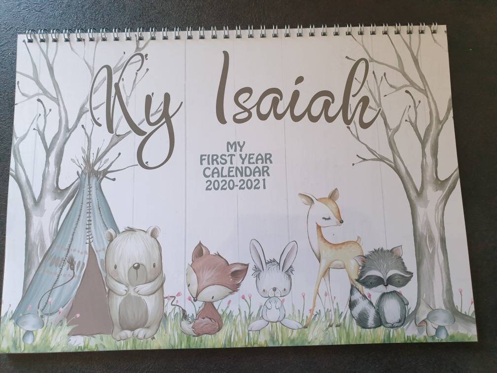 Woodland Animals Baby First Year Calendar Forest Animals | Etsy