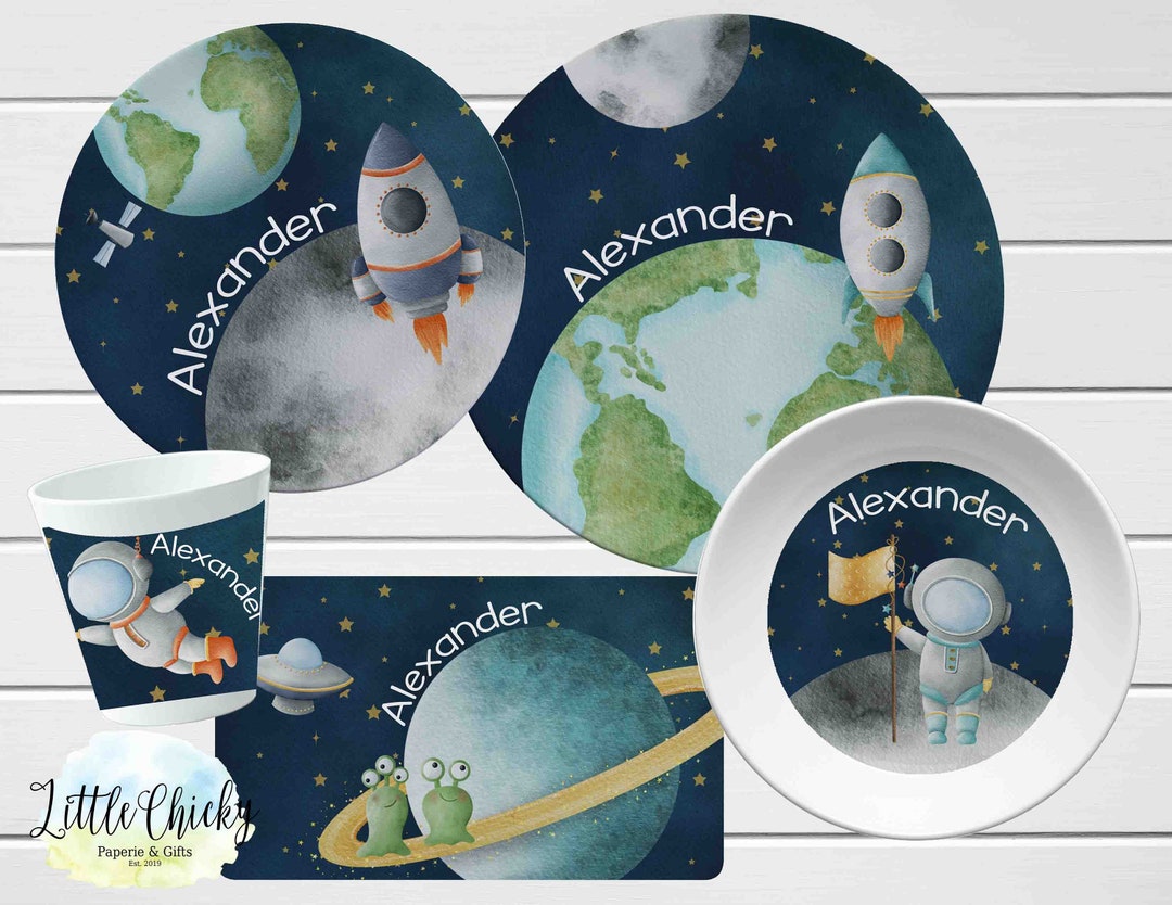 Space Children's Plate Set, Outer Space Personalized Plate, Planets ...