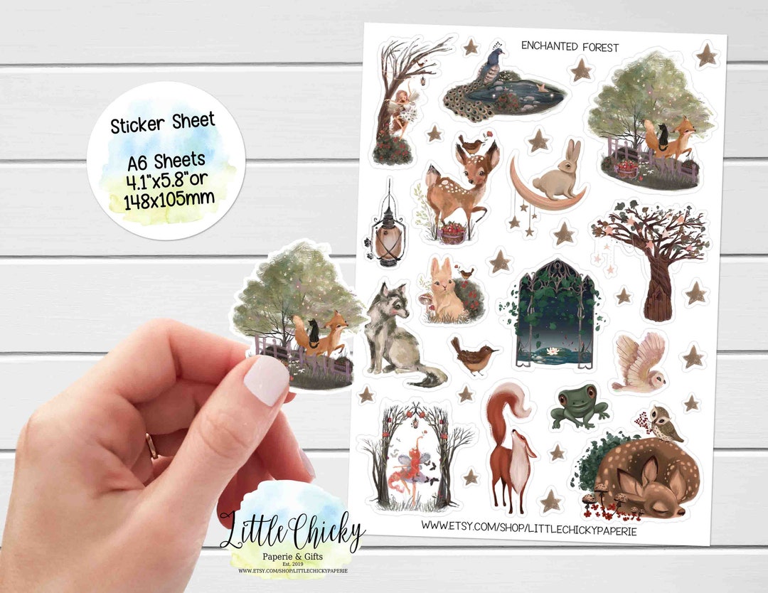 Sticker Sheet - Enchanted Forest Stickers, Planner Stickers, Scrapbook ...