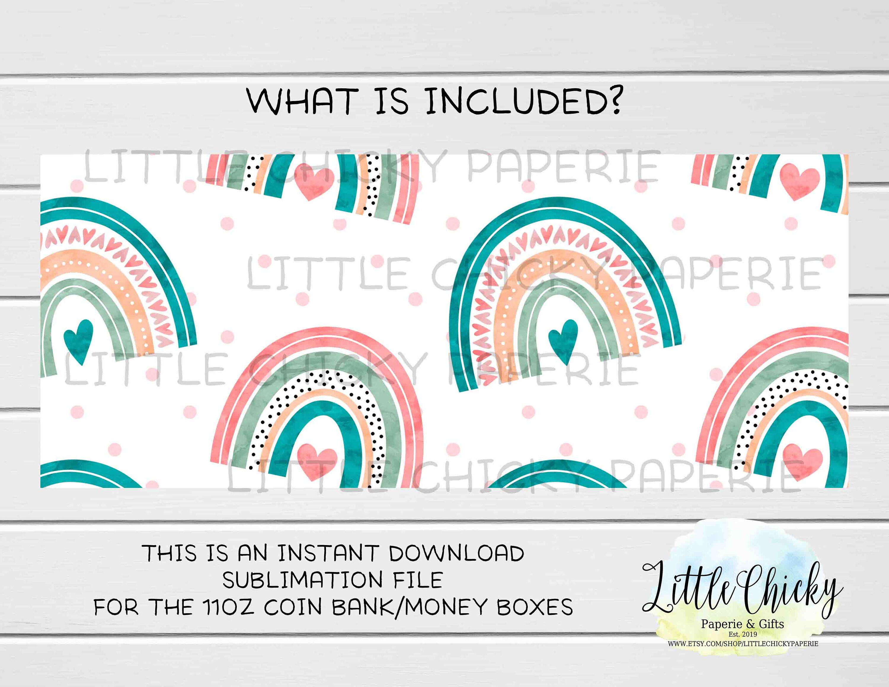 Boho Rainbow Money Box Coin Bank Full Wrap Sublimation PNG - Etsy