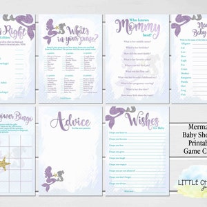 Mermaid Baby Shower Games Bundle, Printable Under the Sea Baby Shower ...