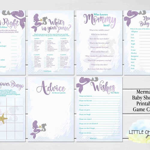 Mermaid Baby Shower Games Bundle Printable Under the Sea Baby | Etsy