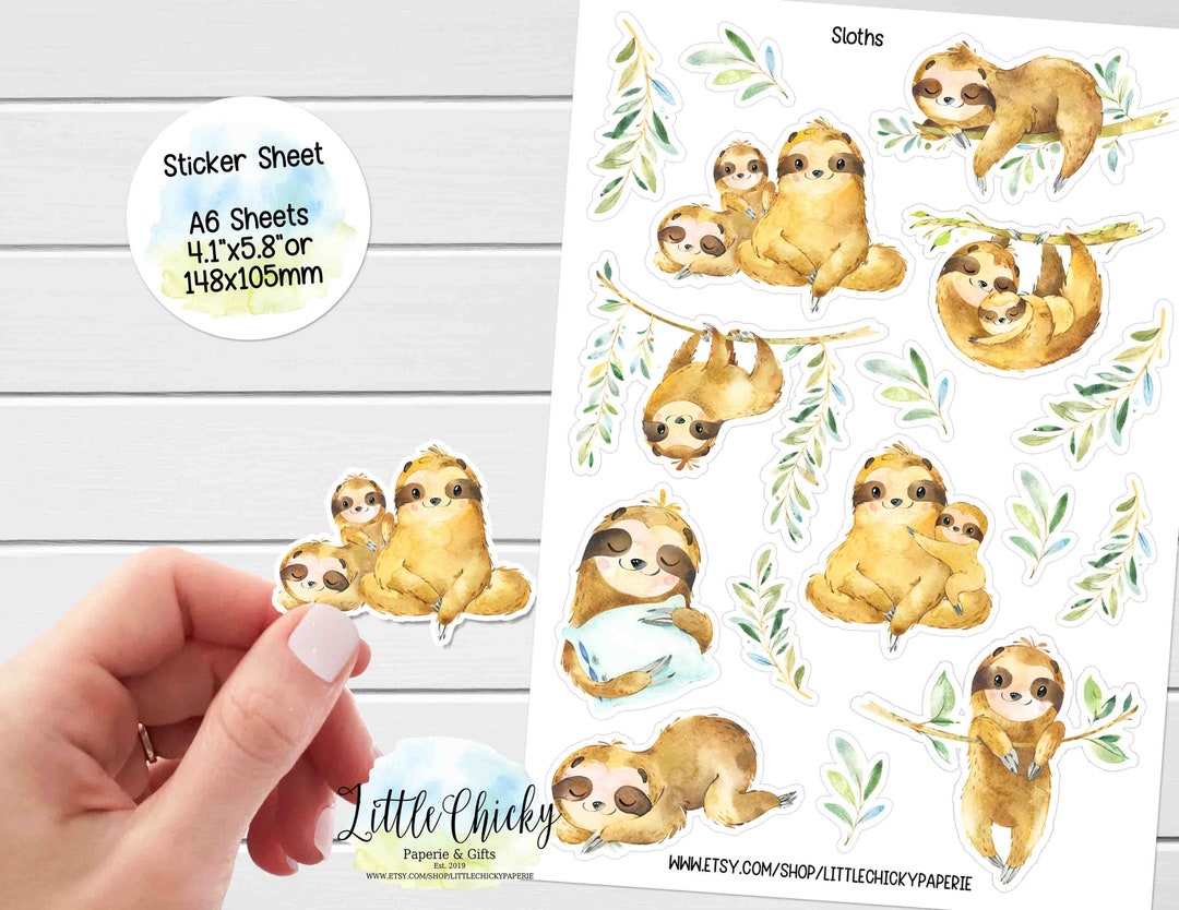Sticker Sheet - Sloth Stickers, Sloth Planner Stickers, Scrapbook ...