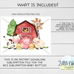 Farm Animals 8oz Baby Bottle Sublimation Design, Kids, Barnyard Baby ...