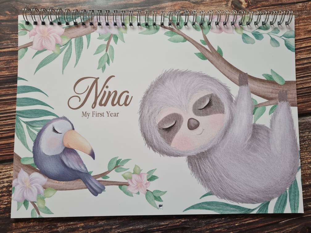 Sloth Jungle Animals Baby's First Year Keepsake Calendar | Etsy