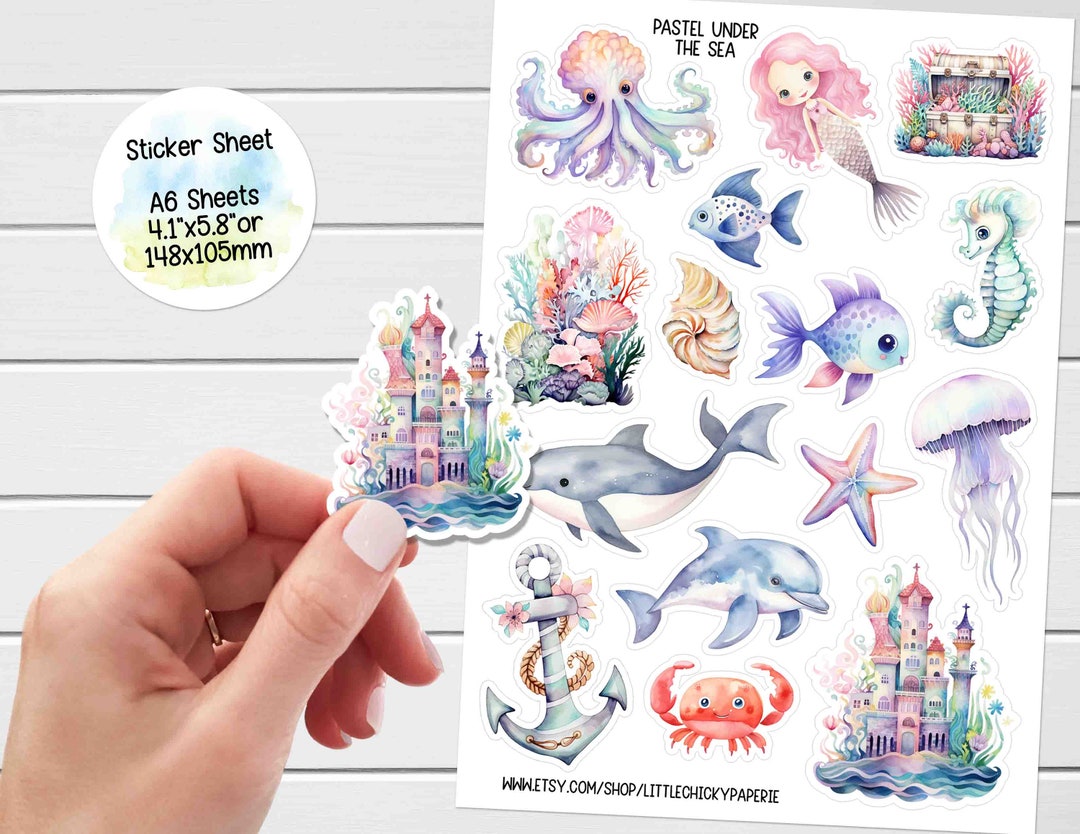Sticker Sheet - Under the Sea Stickers, Pastel Sea Planner Stickers ...