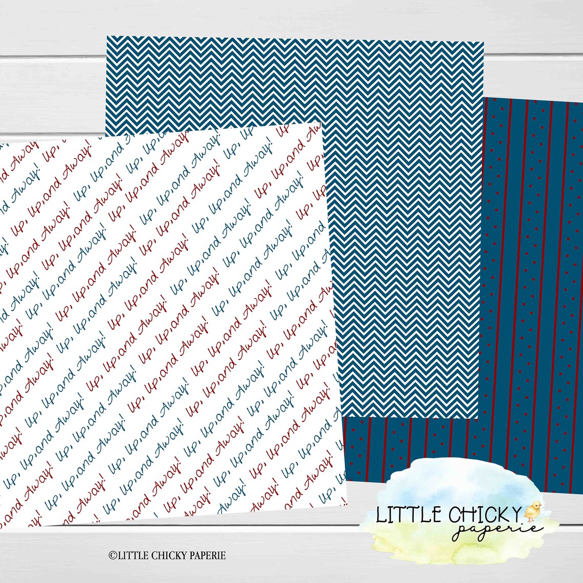 Airplane Digital Paper Set Blue Red and White Digital Paper - Etsy