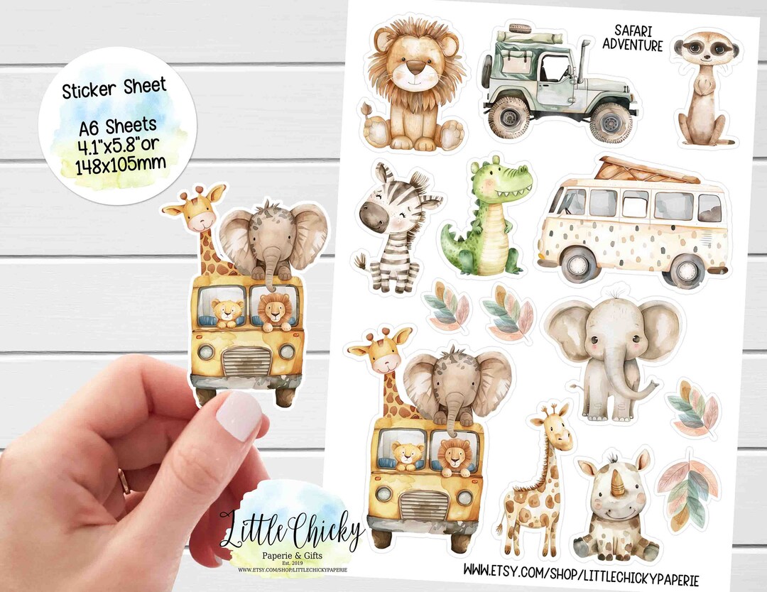 Sticker Sheet - Safari Adventure Sticker, Safari Animals, Planner ...