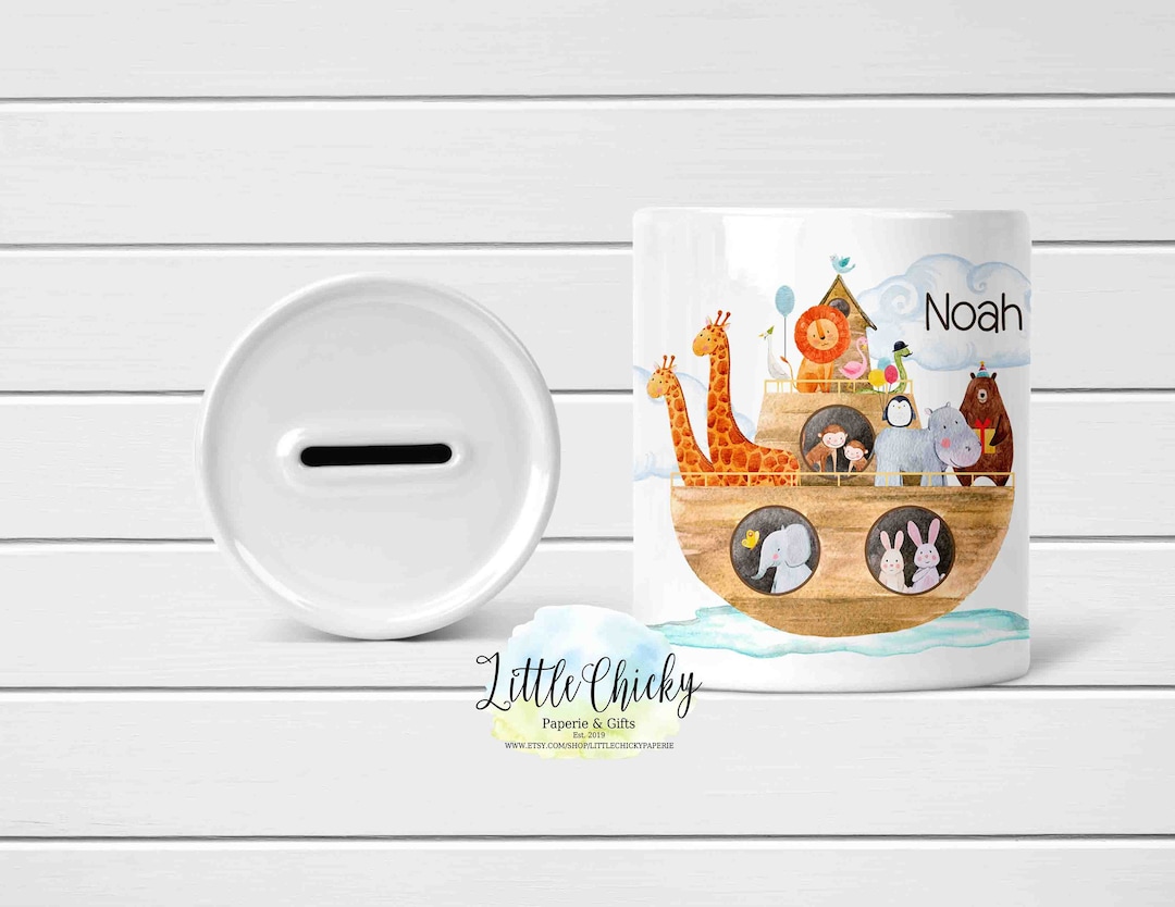 Personalized Ceramic Money Box, Noah's Ark, Baptism Money Box ...