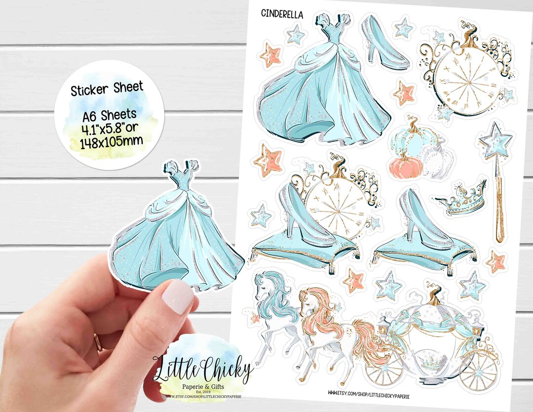 Sticker Sheet - Watercolor Cinderella Stickers, Planner Stickers ...
