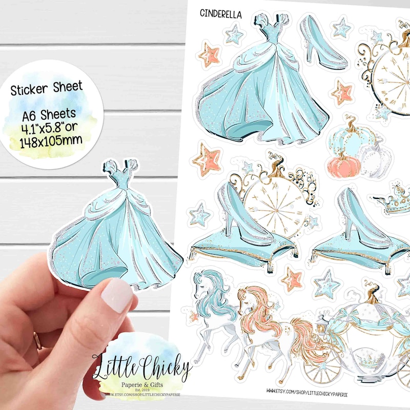 Cinderella Stickers - Etsy