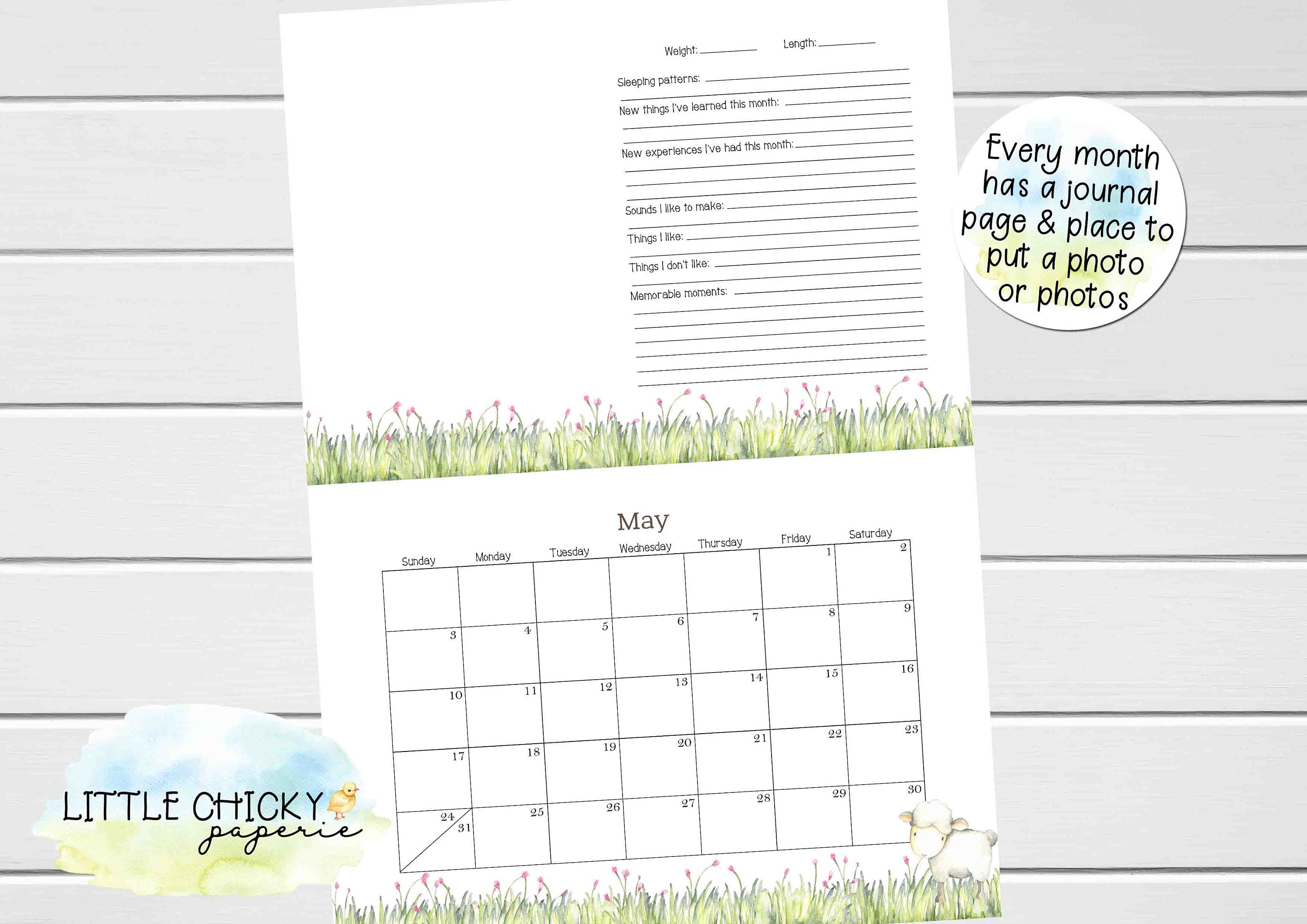 Farm Animals First Year Calendar Barnyard Animals First Year | Etsy