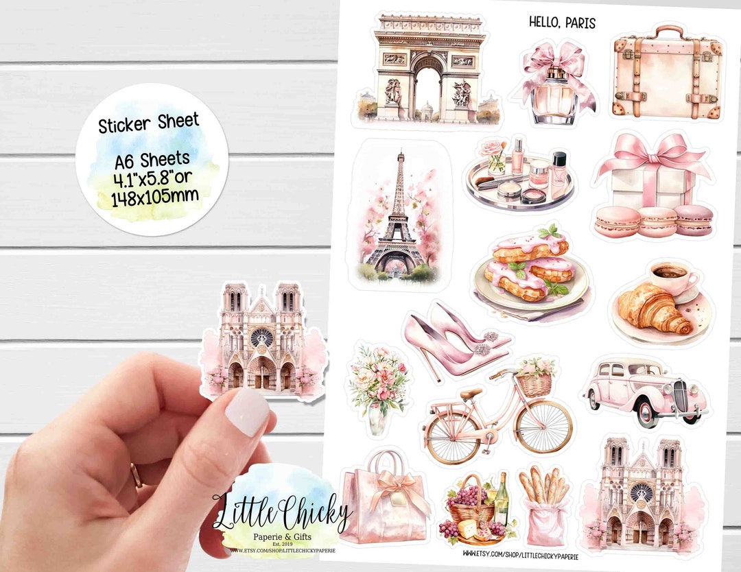 Sticker Sheet - Paris Planner Stickers, Hello Paris Stickers, Scrapbook ...