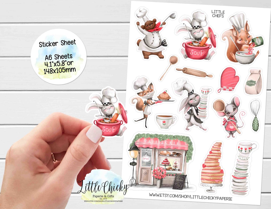 Sticker Sheet - Cute Little Chefs, Planner Stickers, Cooking & Baking ...