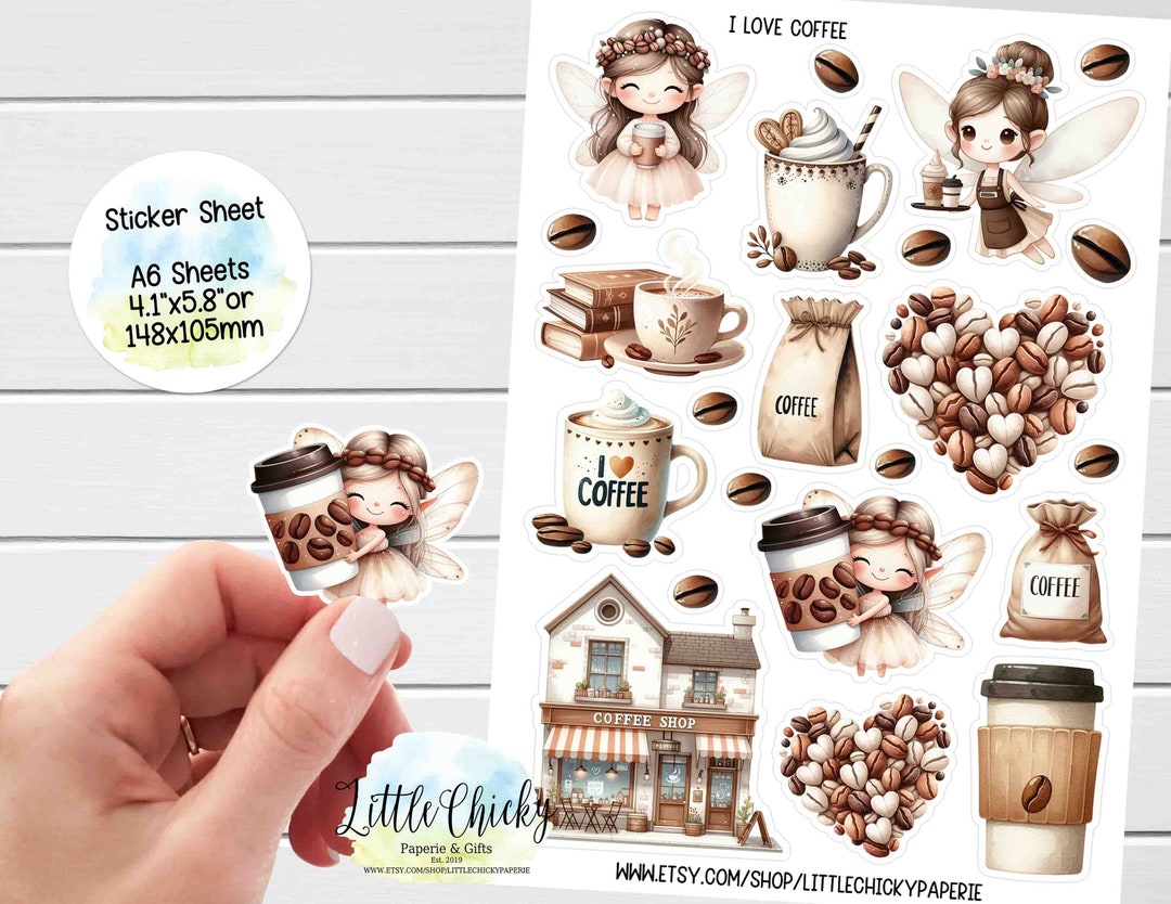 Sticker Sheet - I Love Coffee Planner Stickers, Coffee Fairy Stickers ...