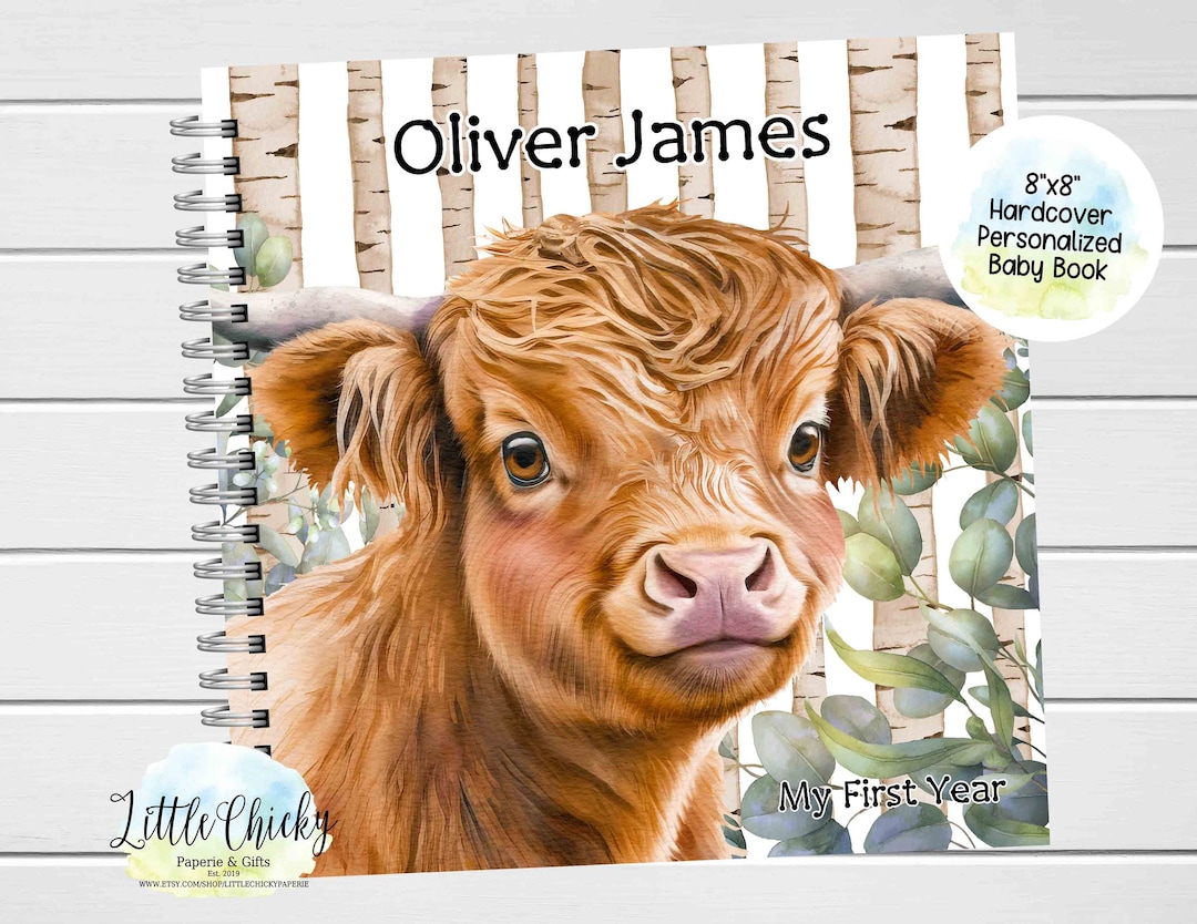 Highland Cow Baby Keepsake Journal, Personalized Highland Cow Baby Book ...