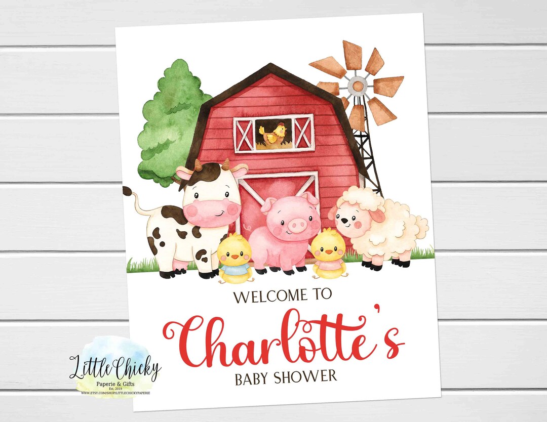 Farm Baby Shower Welcome Sign, DIGITAL Farm, Barnyard Baby Shower ...