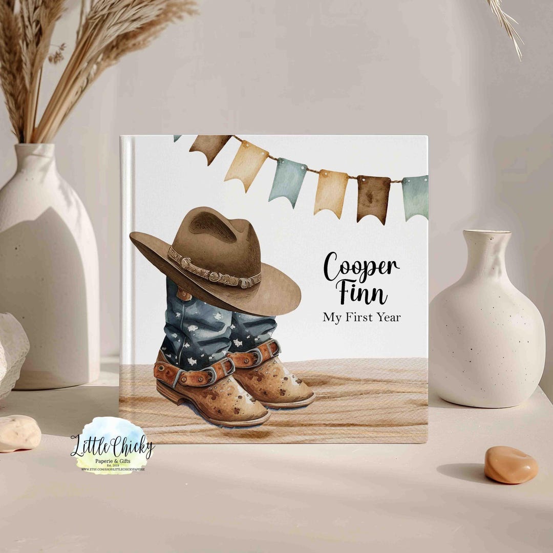 Personalized Cowboy Baby Memory Book, First Year or First Five Years ...