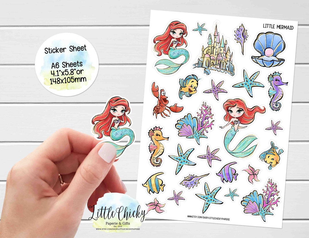 Sticker Sheet - Little Mermaid Stickers, Planner Stickers, Scrapbook ...