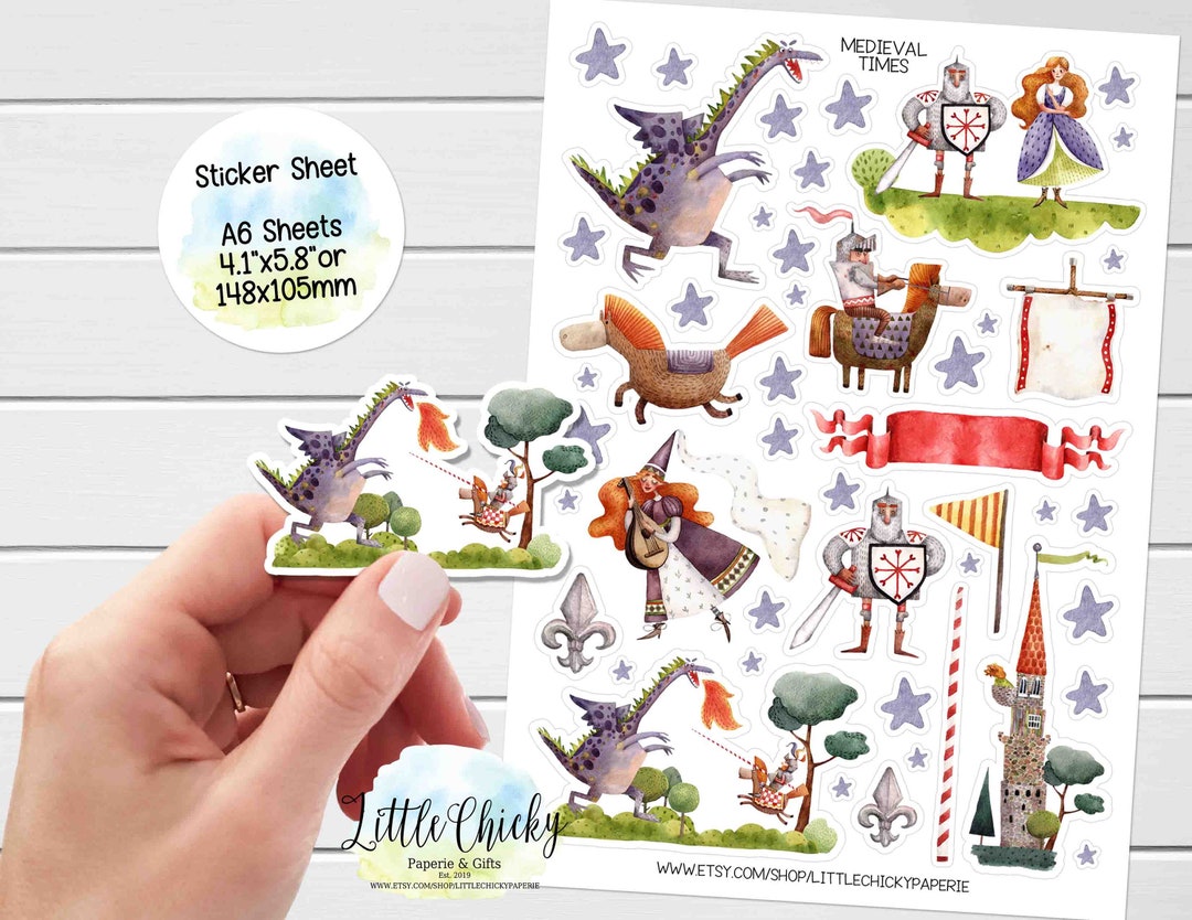 Sticker Sheet - Medieval Times Stickers, Once Upon A Time Planner ...