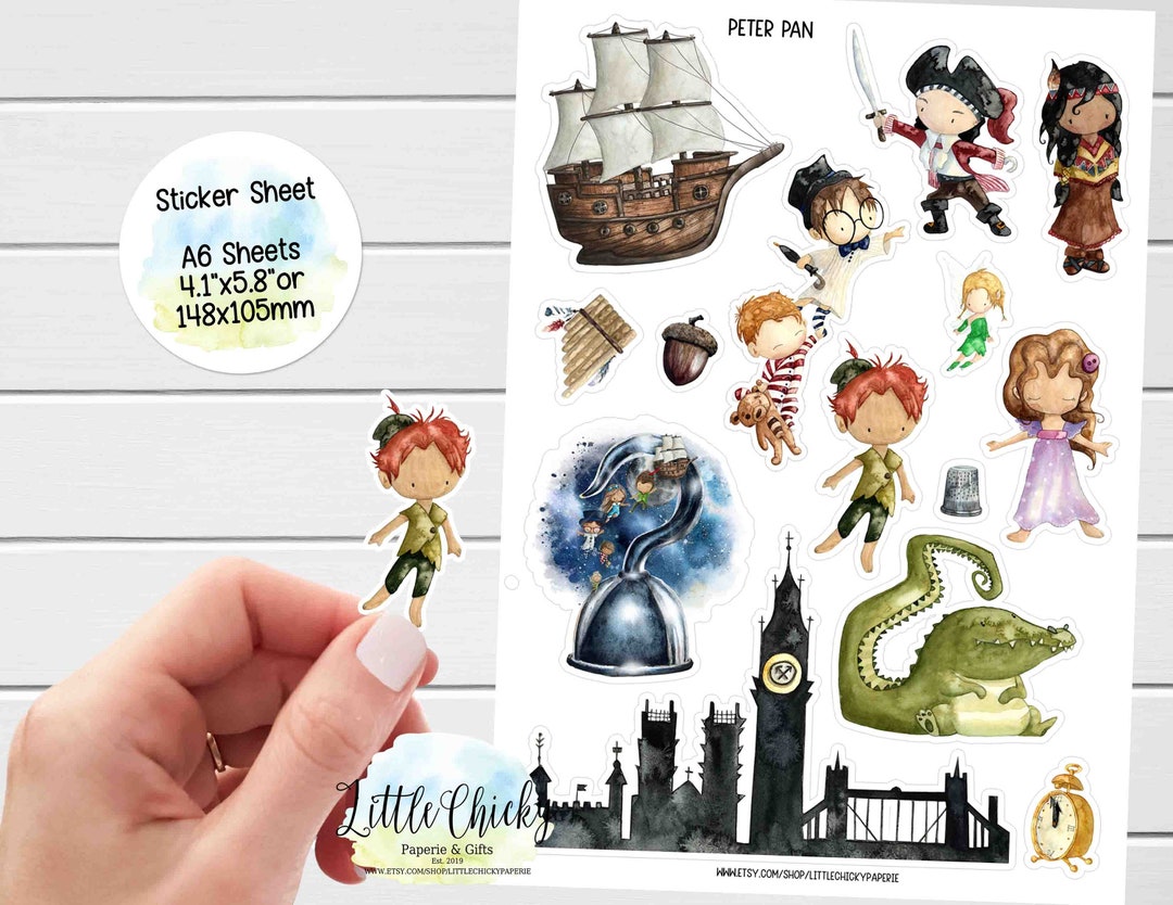 Sticker Sheet - Peter Pan Stickers, Peter Pan & Wendy Planner Stickers ...