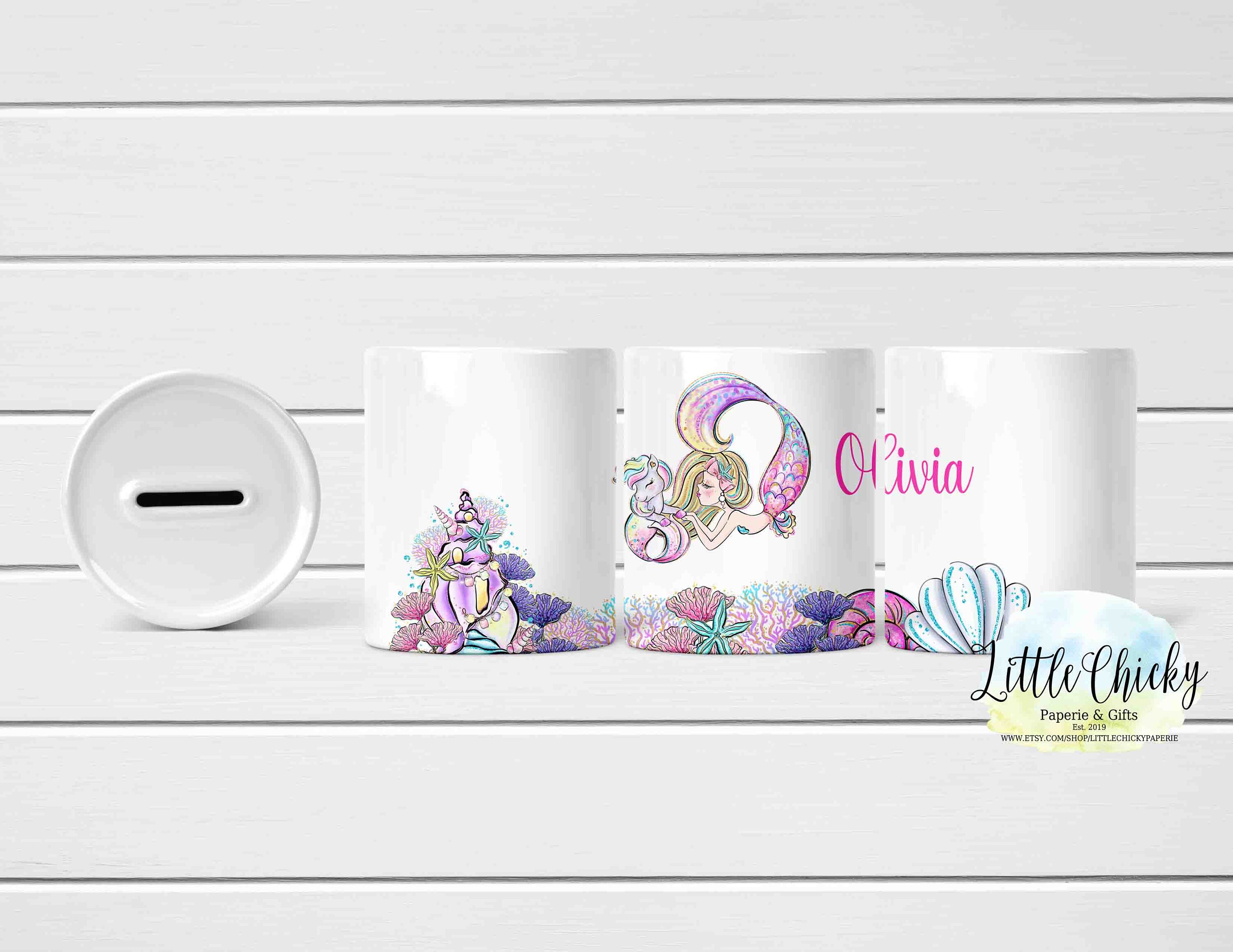 Mermaid Money Box With Name Money Box Coin Bank Piggy Bank - Etsy