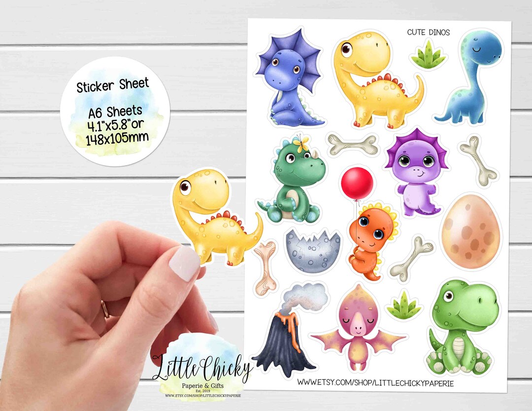 Sticker Sheet - Cute Dinosaurs Planner, Stickers, Baby Dinosaurs ...