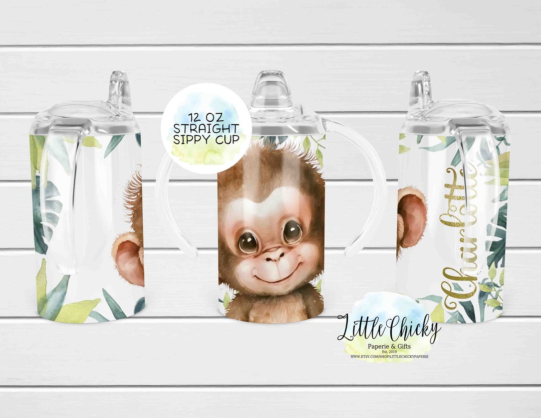Monkey 12oz Straight Sublimation Sippy Cup Wrap, Monkey Sublimation ...