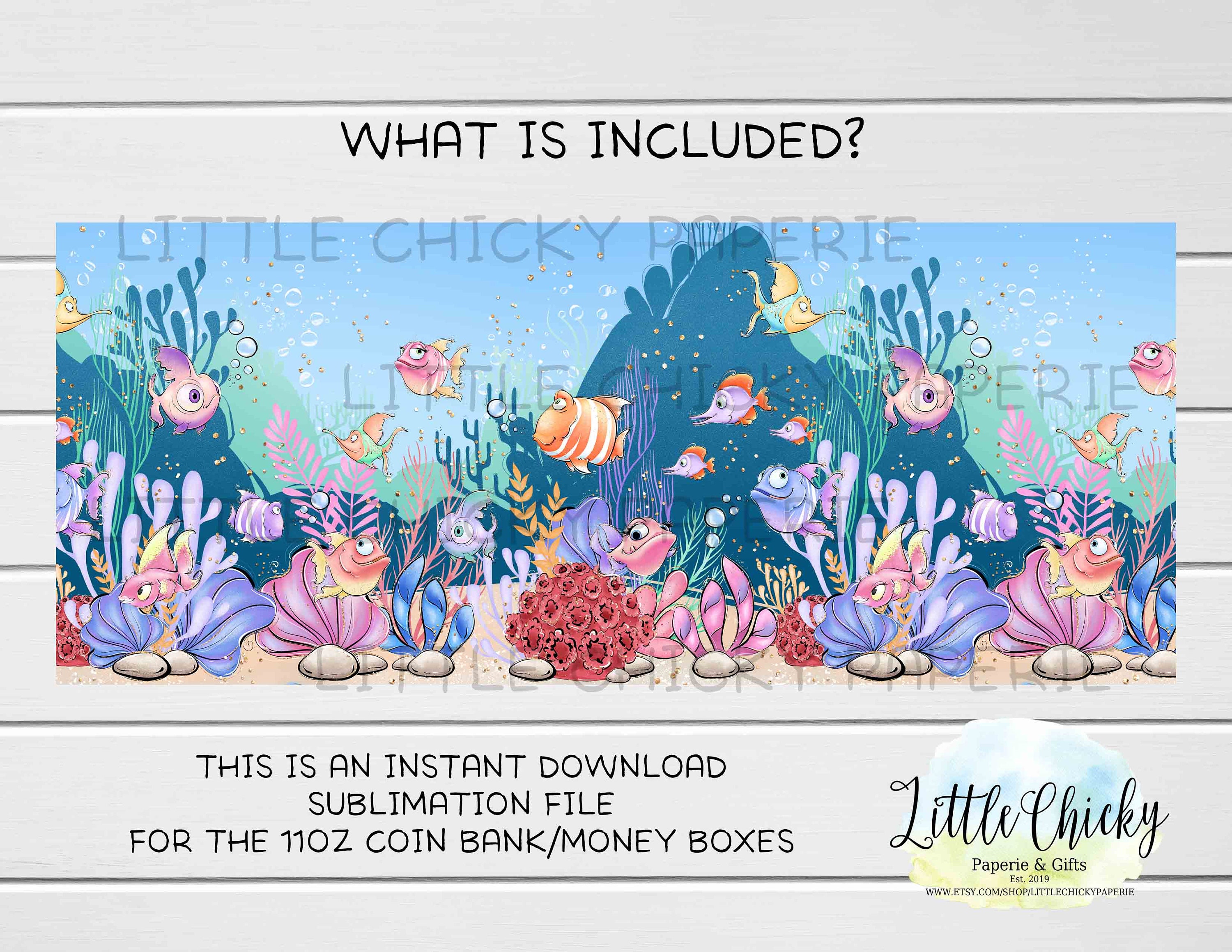 Under the Sea Fish Money Box Coin Bank Full Wrap Sublimation - Etsy