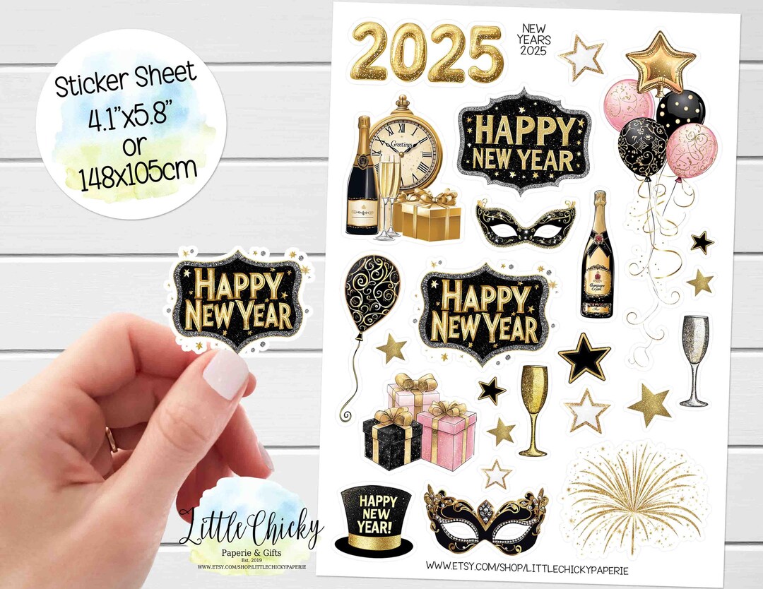 Sticker Sheet - New Years 2025 Stickers, Planner Stickers, Scrapbook ...