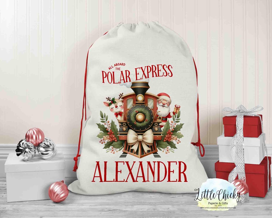 Christmas Santa Sack Sublimation File, Polar Express Santa Sack PNG ...
